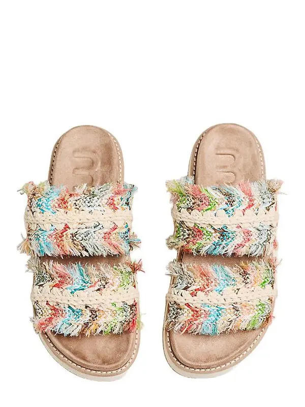Mou Fringe Strap Slide Sandals - Primavera