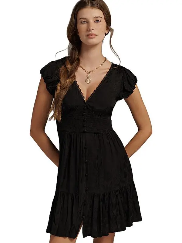 Anthropologie Peregre Mi Mini Dress - Black Onyx