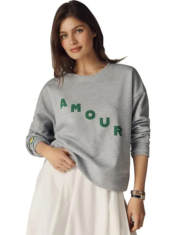 Maeve Cotton Blend Amour Sweatshirt - Heather Grey