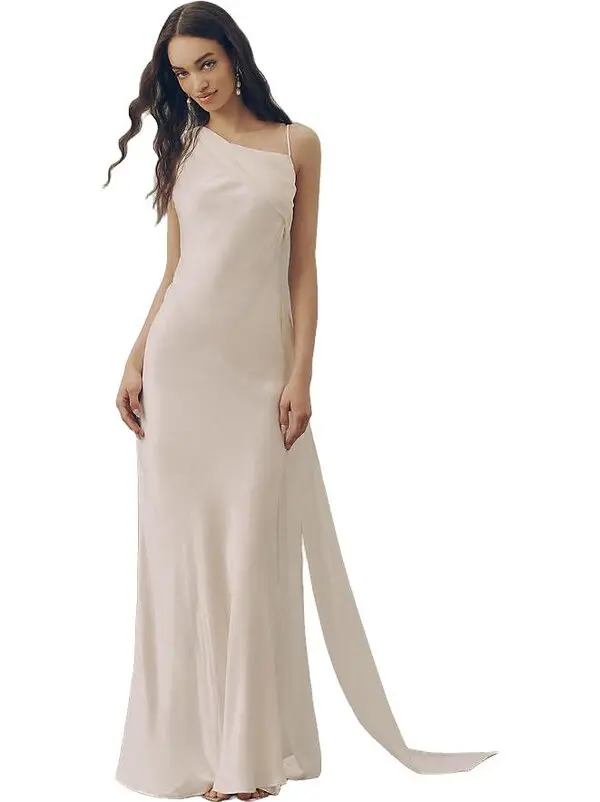 Arcina Ori Helena One-shoulder Satin Maxi Dress - Ivory