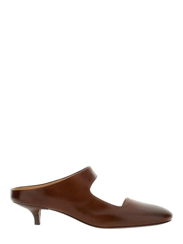 Marsèll Flat-bottomed Leather Mule - Marrone