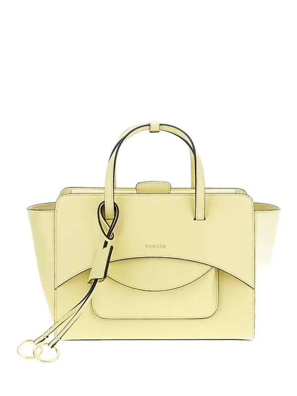 HIDESINS Leather Shoulder Bag With Flap - Yellow