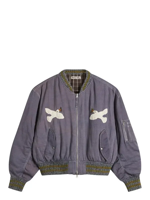STORY MFG. Hand Applique Seed Bomber Jacket - Purple Peace