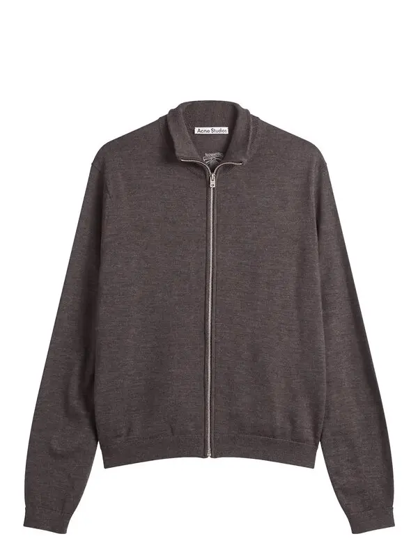 Acne Studios Merino Wool Zip-through Knit - Anthracite Grey