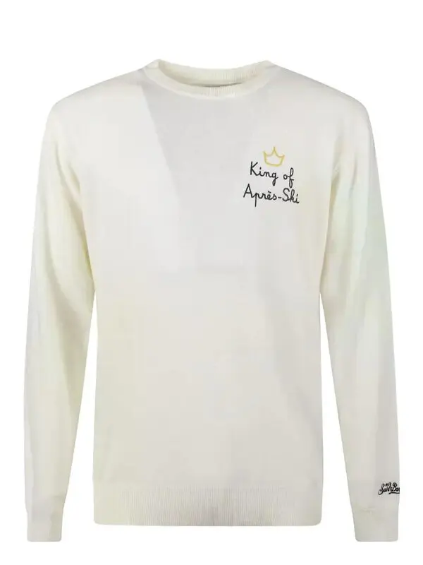 MC2 SAINT BARTH Heron Embroidery-detail Wool Sweatshirt - Neutrals