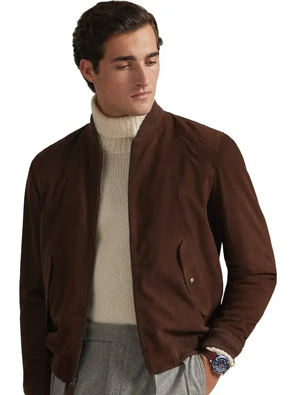 Ralph Lauren Suede Flight Jacket - Cooper Brown