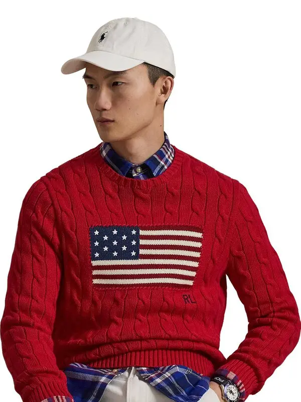 Ralph Lauren Cable-knit Flag Sweater - Rl 2000 Red