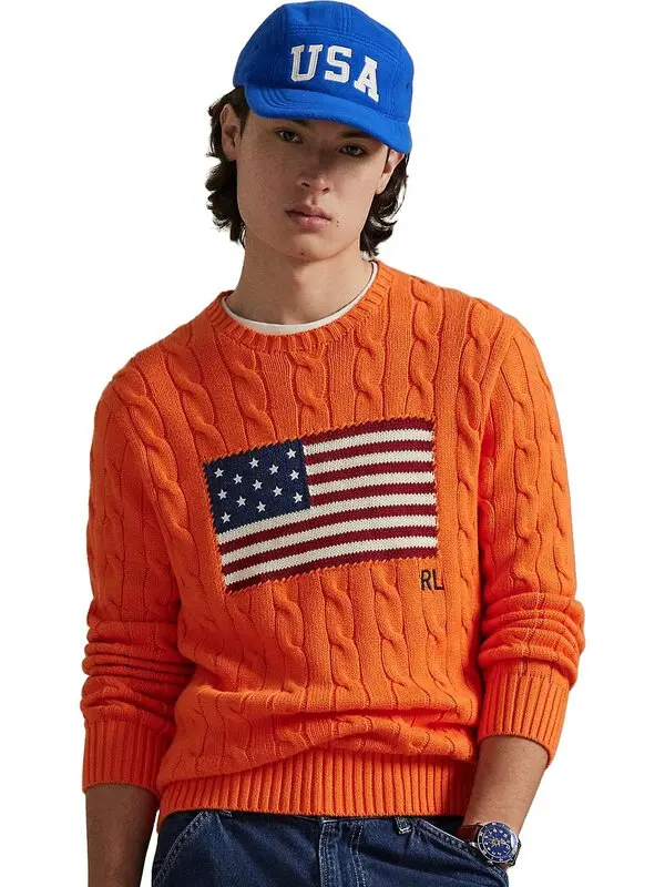 Ralph Lauren Cable-knit Flag Sweater - Sailing Orange