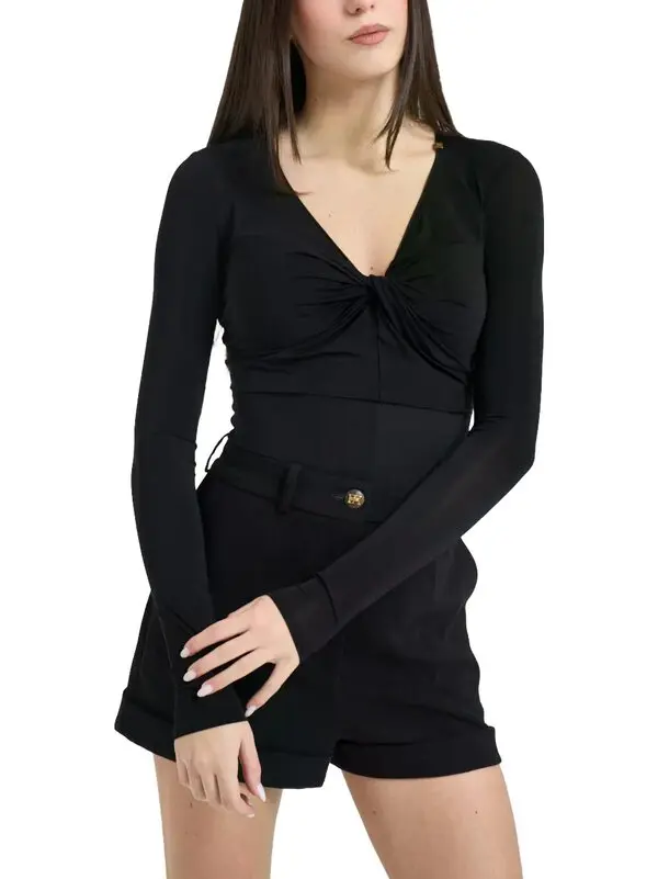 Elisabetta Franchi Knot Long-sleeve Top - Black