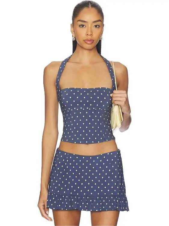 TIGER MIST Halter Tie Bustier Top - Navy