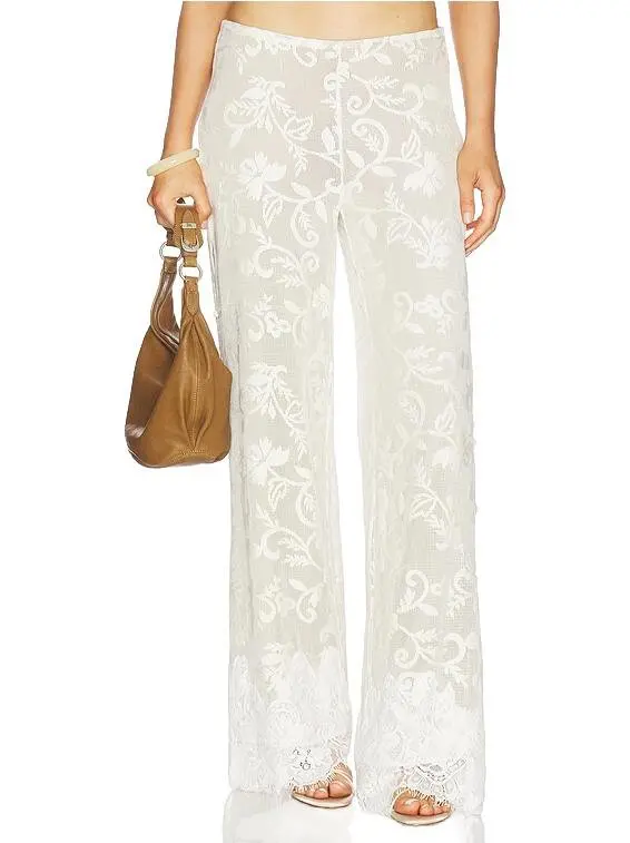 YELLOW THE LABEL Lottie Lace Pant - White