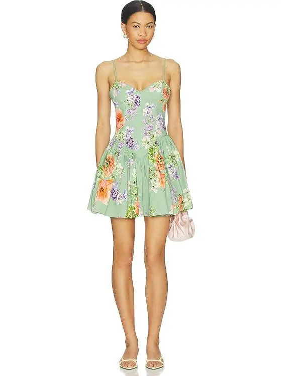 Hemant & Nandita Corseted Mini Dress - Sage