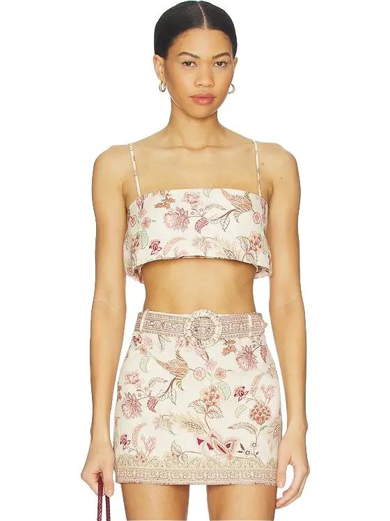 Hemant & Nandita Floral Print Bustier Top - Neutral