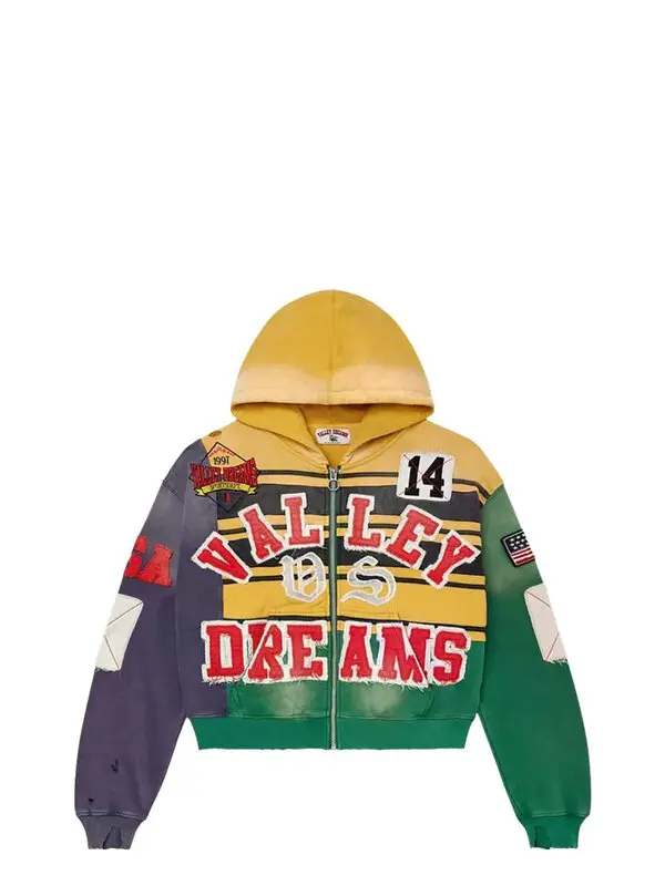 VALE FOREVER Panelled Zip-up Hoodie - Yellow