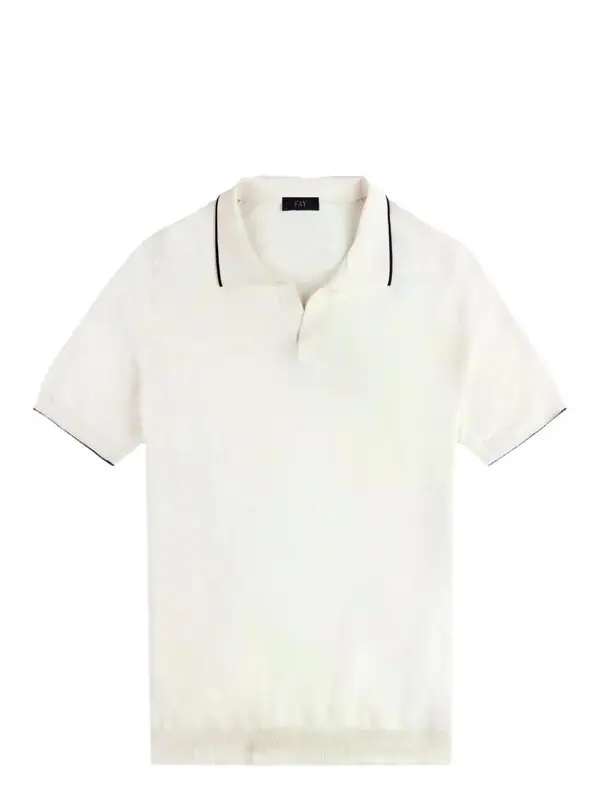 FAY V-neck Piping T-shirt - Neutrals