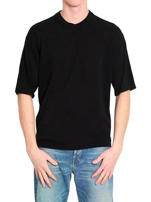ROBERTO COLLINA Ribbed Crewneck T-shirt - Black