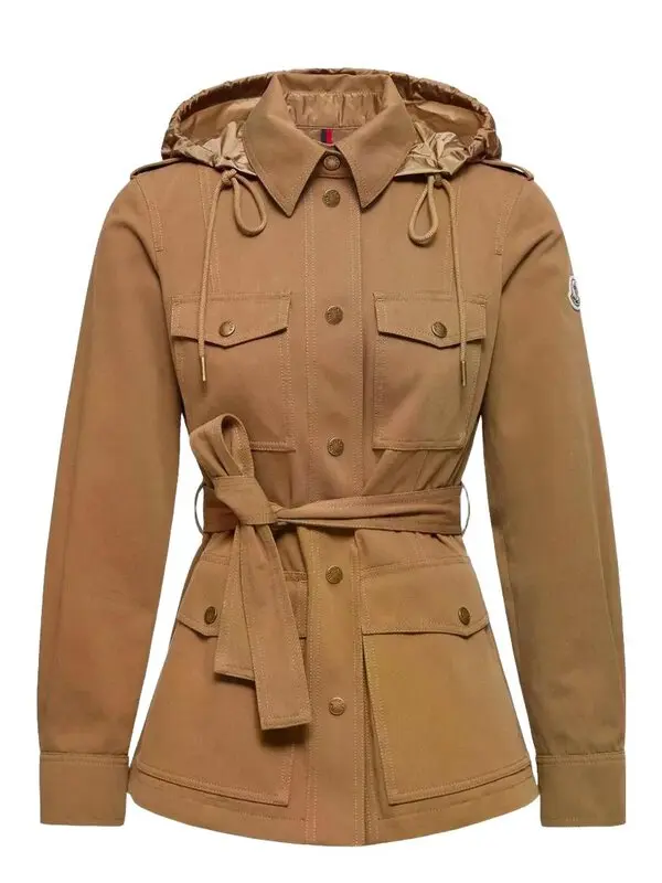 Moncler Belted Hooded Jacket - Brown