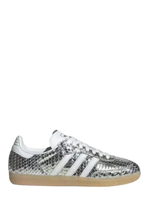 Adidas Samba Snakeskin-effect Striped Sneakers - Silver