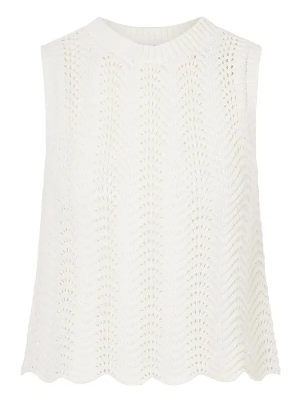 Loulou De Saison Vittoria Crocheted Cotton Top - Neutrals