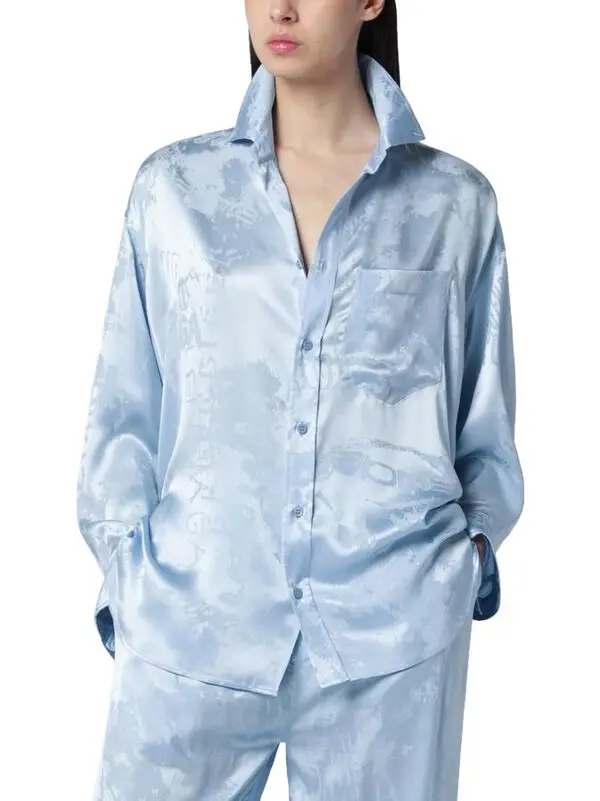 Balenciaga Allover Silk Shirt - Light Blue