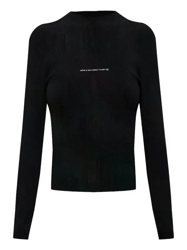 Alexander Wang Logo-print Ribbed Sweater - Black