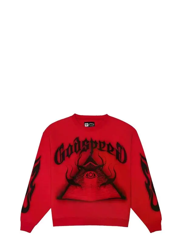 GODSPEED Graphic Print Crewneck Sweatshirt - Red