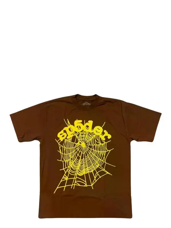 SP5DER Web Crew-neck T-shirt - Brown