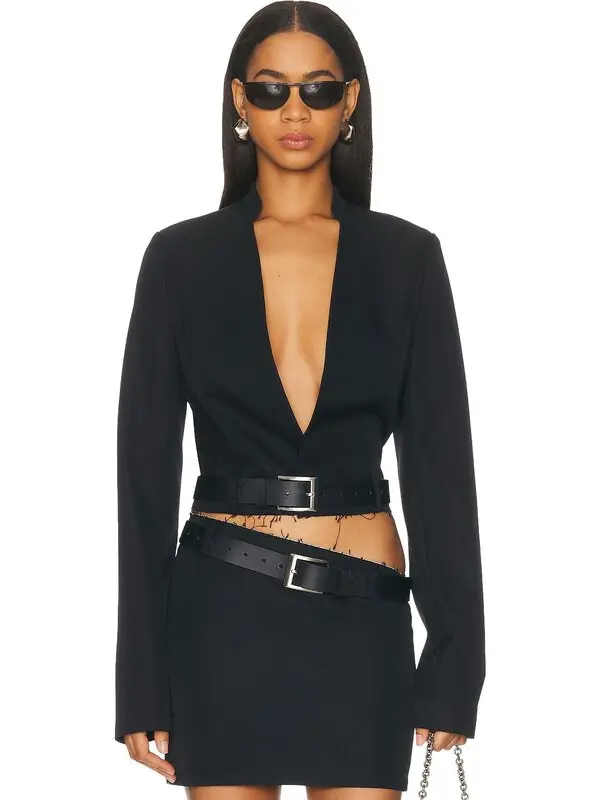 JADE CROPPER Cropped Blazer - Black