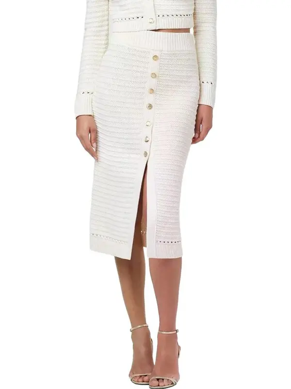 TOCCIN Tani Knit Pencil Skirt - Neutrals