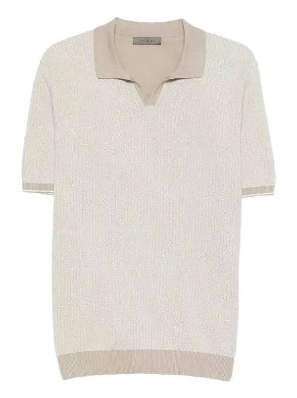 Corneliani V-neck Knitted Polo Shirt - Neutrals