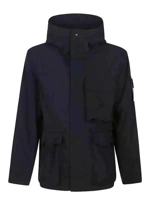 Stone Island Logo-patch Hooded Jacket - Blue