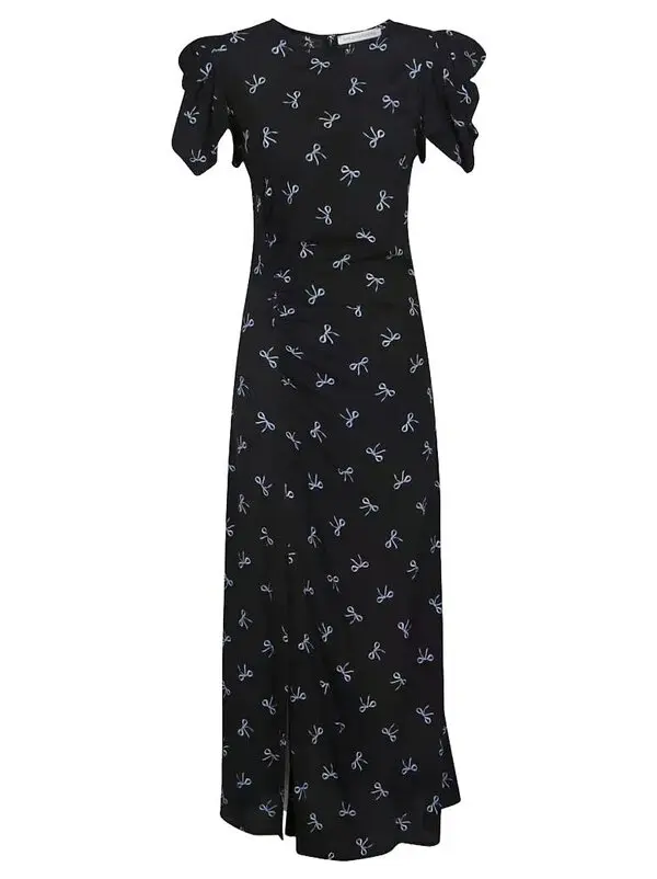 MAR DE MARGARITAS Kristel Ruffled-sleeves Print Dress - Black