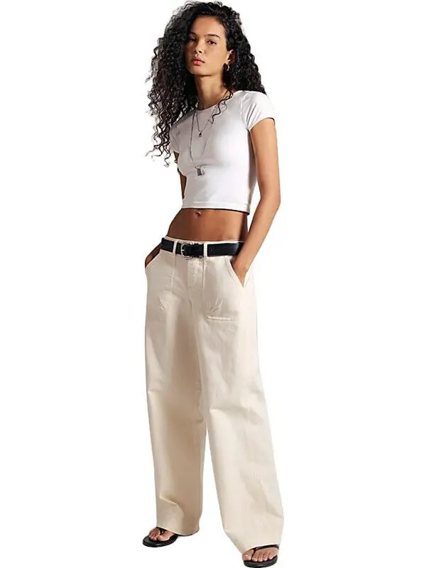 Free People We The Free Yours Truly Low-rise Cargo Chino Pants - Whisper White