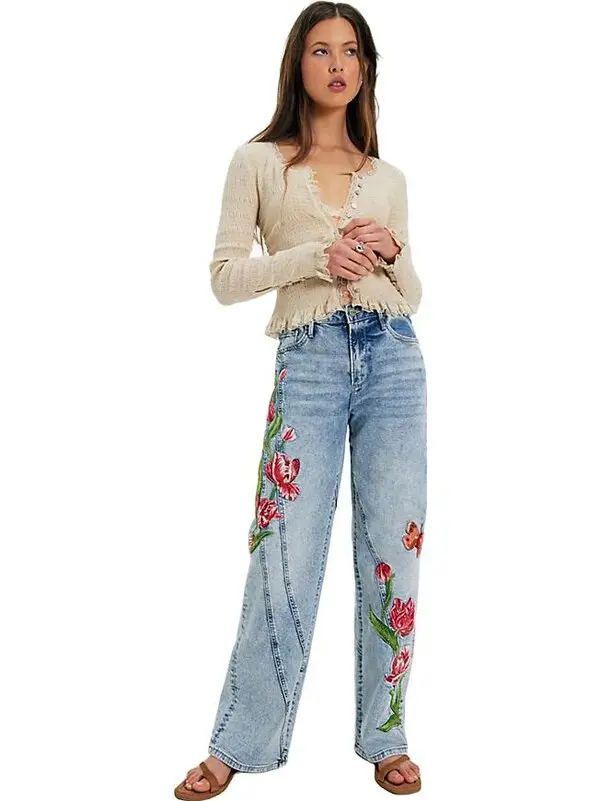 DRIFTWOOD Ira Twisted Seam Jeans - Twirly Tulips