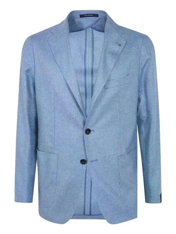 Tagliatore Button Silk Blazer - Blue