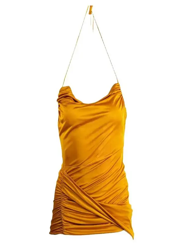 Atlein Ruched Mini Dress - Yellow