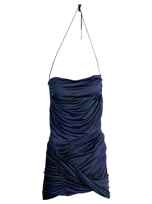 Atlein Draped Sleeveless Dress - Blue
