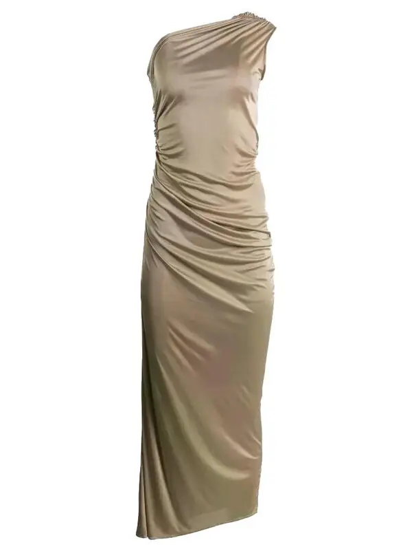 Atlein One-shoulder Draped Dress - Neutrals