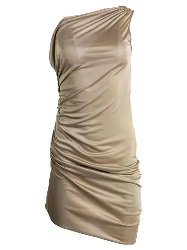 Atlein One-shoulder Ruched Dress - Neutrals