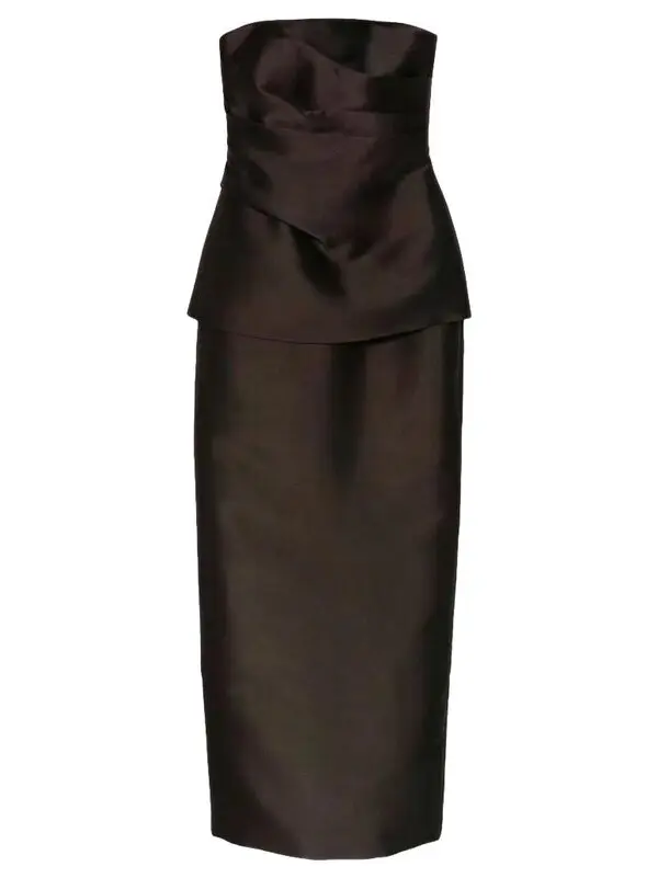Solace London Lucille Strapless Peplum Maxi Dress - Brown