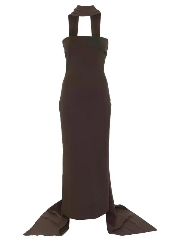 Solace London Martine Strapless Midi Dress - Brown