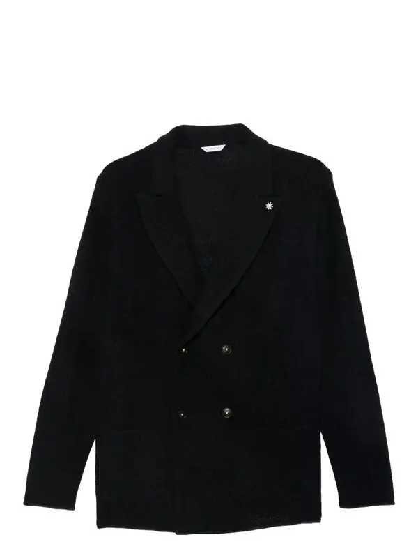 MANUEL RITZ Double-breasted Knitted Jacket - Black