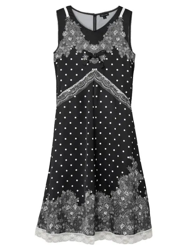 Marc Jacobs Polka Dot Lace-detail Midi Dress - Black