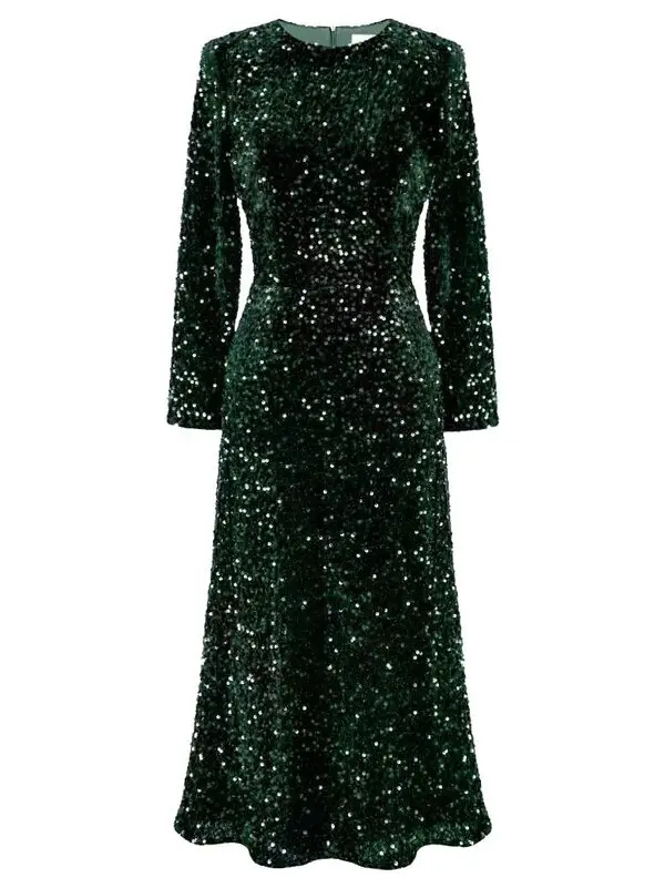 POST MERIDIEM Sequin-embellished Midi Dress - Green