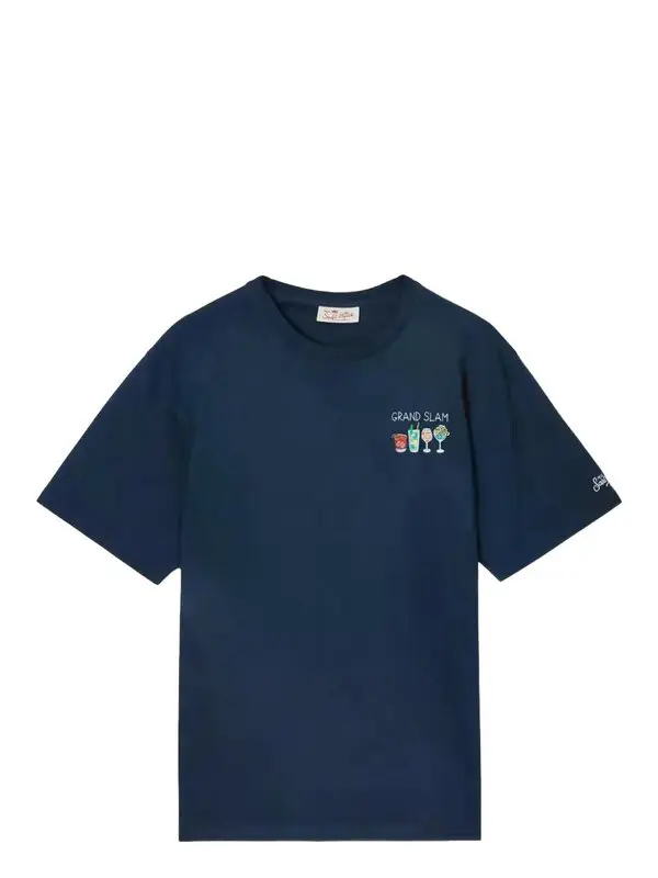 MC2 SAINT BARTH Portofino T-shirt With Grand Slam Embroidery - Blue