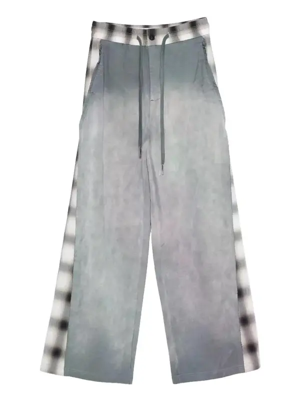 FENG CHEN WANG Plaid Drawstring Track Pants - Grey