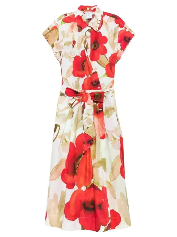 SARA ROKA Etrelle Floral-print Midi Dress - White