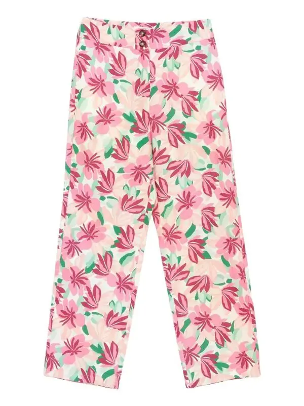 I BLUES Floral Print Trousers - White