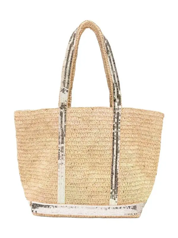 Vanessa Bruno M Raffia Sequin Tote Bag - Neutrals