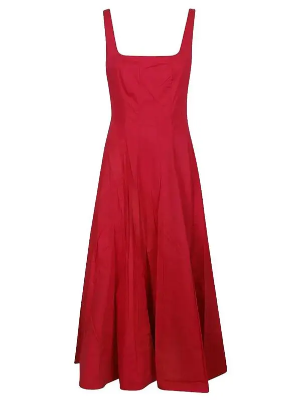 Staud Wells Square-neck Midi Dress - Red